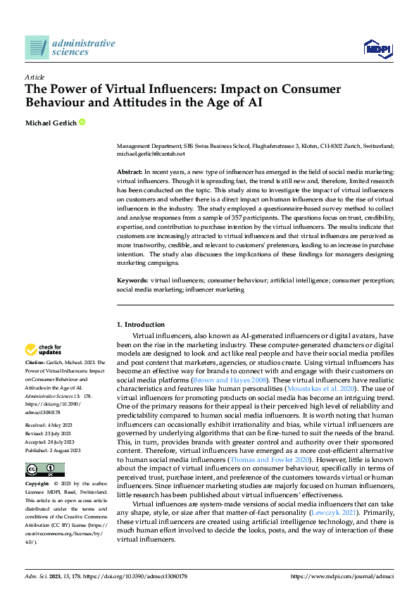 (PDF) The Power of Virtual Influencers: Impact on Consumer Behaviour ...