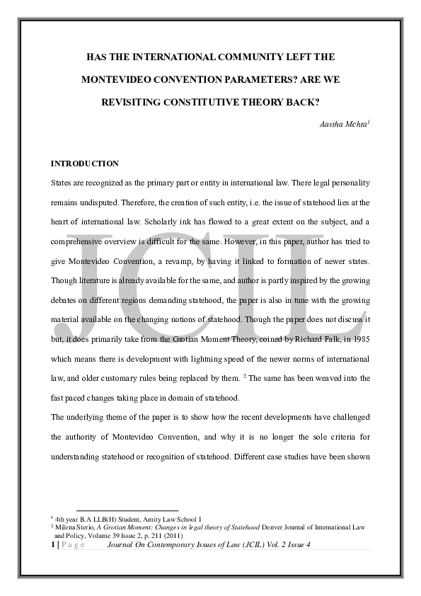 (PDF) Has the International Community Left the Montevideo Convention ...
