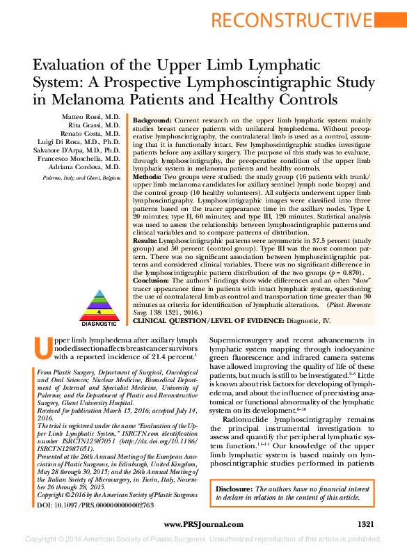 (PDF) Evaluation of the upper limb lymphatic system | Renato Costa ...