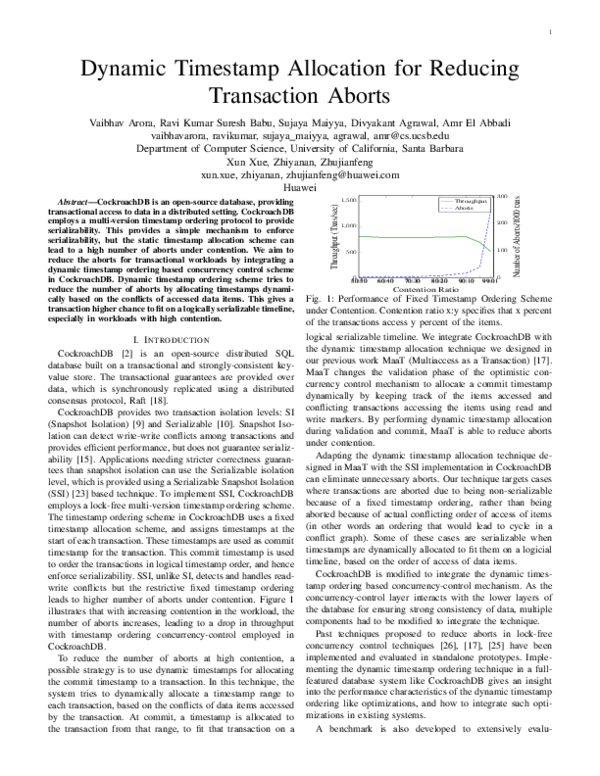 (PDF) Dynamic Timestamp Allocation for Reducing Transaction Aborts