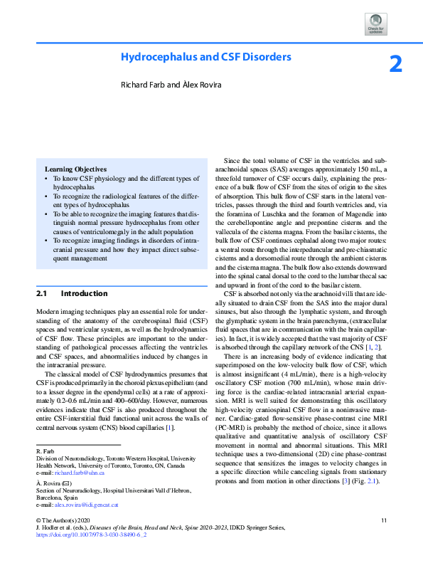 (PDF) Hydrocephalus and CSF Disorders