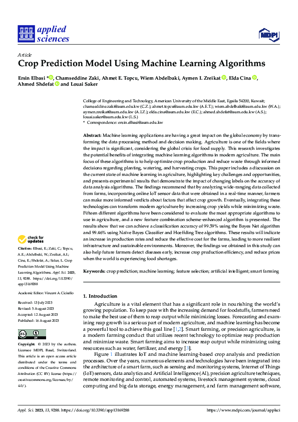 Pdf Crop Prediction Model Using Machine Learning Algorithms