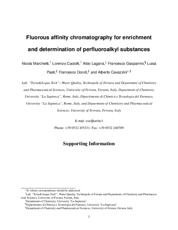 (PDF) Fluorous Affinity Chromatography for Enrichment and Determination ...