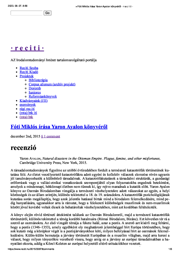 (PDF) Review of Yaron Ayalon: Natural Disasters in the Ottoman Empire. Plague, Famine and Other ...