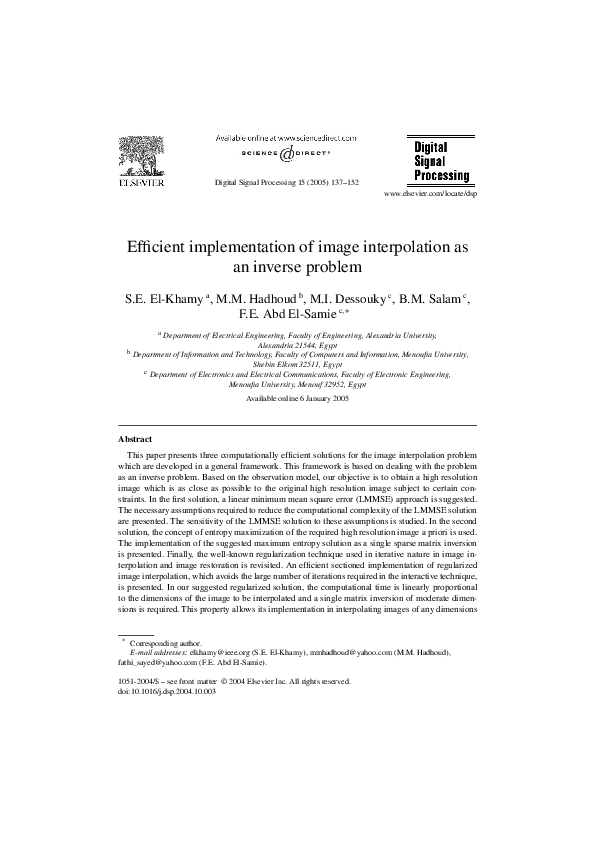 Pdf Efficient Implementation Of Image Interpolation As An Inverse 9731