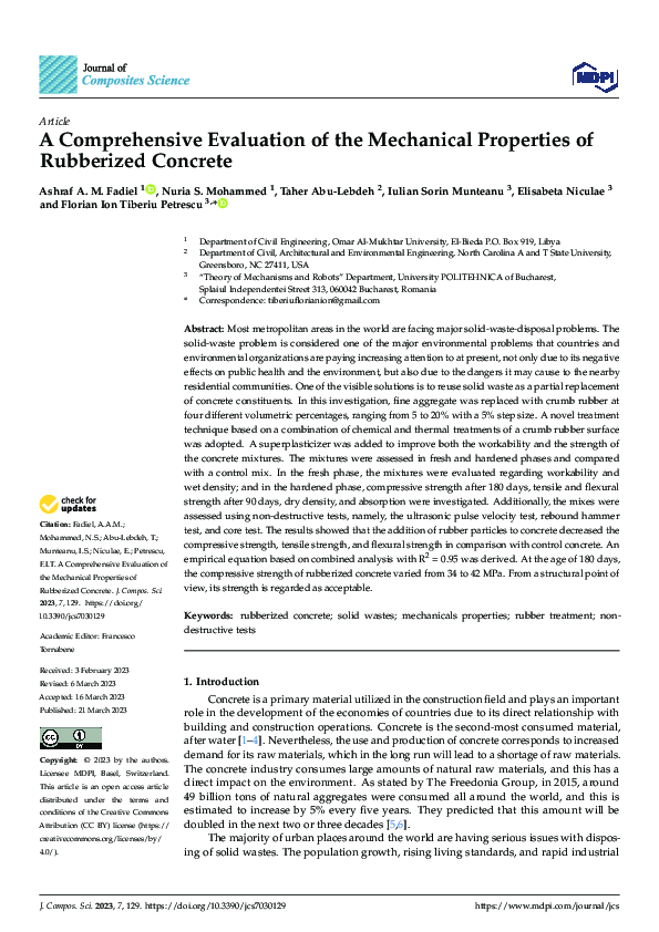 (PDF) A Comprehensive Evaluation of the Mechanical Properties of Rubberized Concrete