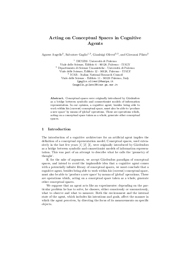 (PDF) An algebra for the manipulation of conceptual spaces in cognitive agents