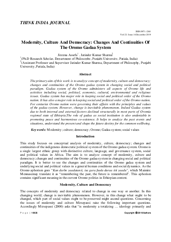 (PDF) Modernity, Culture And Democracy: Changes And Continuities Of The ...