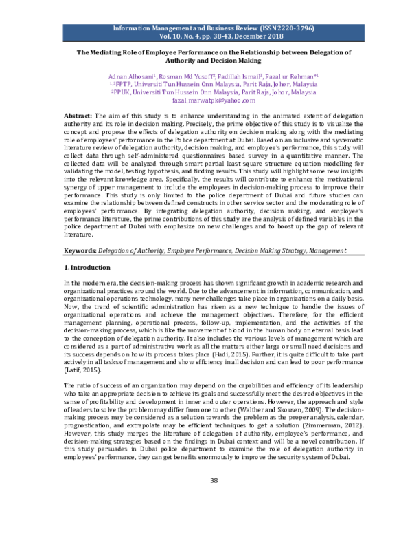 (PDF) The Mediating Role of Employee Performance on the Relationship ...