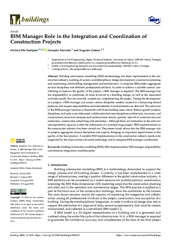 (PDF) BIM Manager Role in the Integration and Coordination of ...