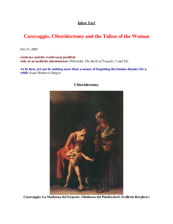 (PDF) Caravaggio Clitoridectomy and the Talion of the Woman