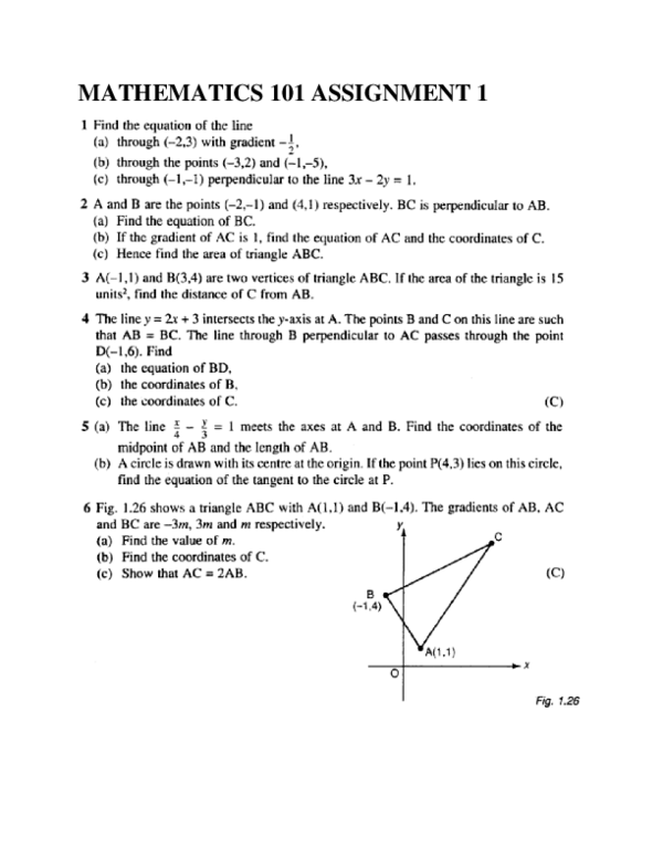 (PDF) MATHEMATICS 101 ASSIGNMENT 1
