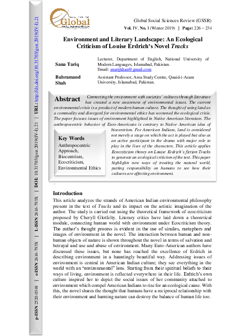 (PDF) Environment and Literary Landscape: An Ecological Criticism of ...