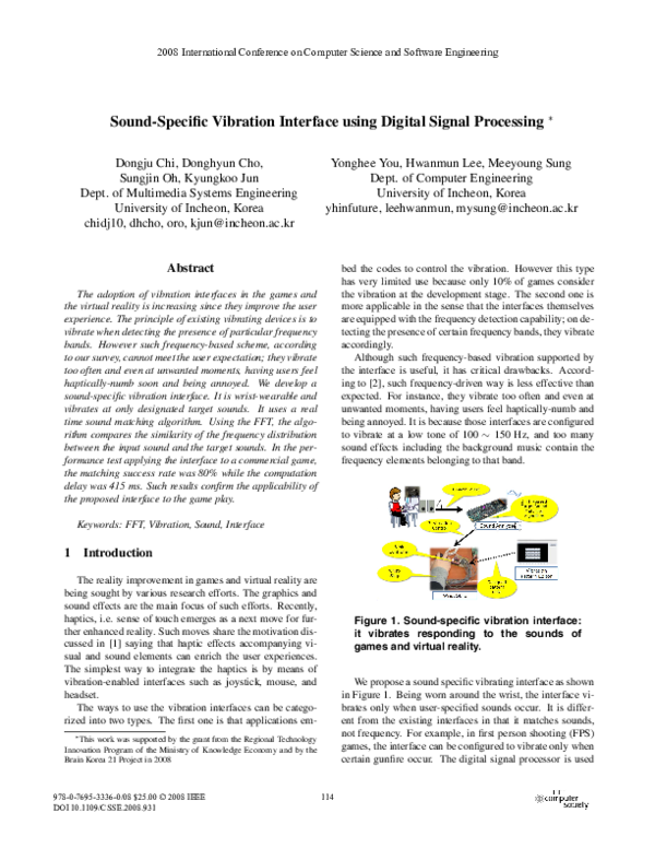(PDF) Sound-Specific Vibration Interface using Digital Signal Processing