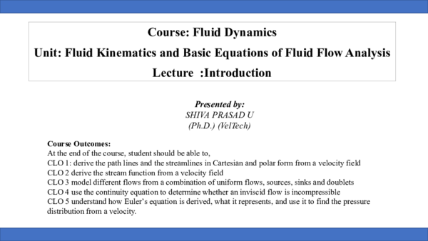 (PPT) Unit 2 MOF: Fluid Kinematics and Basic Equations of Fluid Flow Analysis