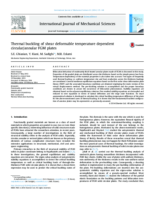 (PDF) Thermal buckling of shear deformable temperature dependent ...