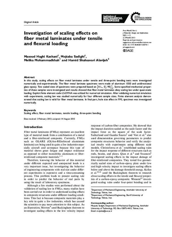 (PDF) Investigation of scaling effects on fiber metal laminates under ...