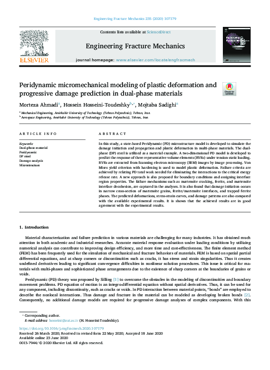 (PDF) Peridynamic micromechanical modeling of plastic deformation and ...