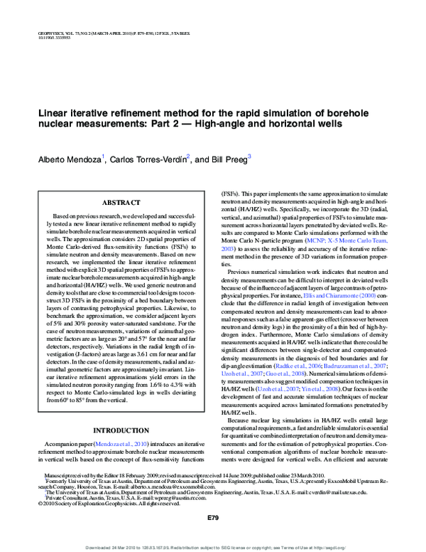 Pdf Linear Iterative Refinement Method For The Rapid Simulation Of Borehole Nuclear 