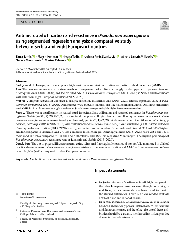 (PDF) Antimicrobial utilization and resistance in Pseudomonas ...