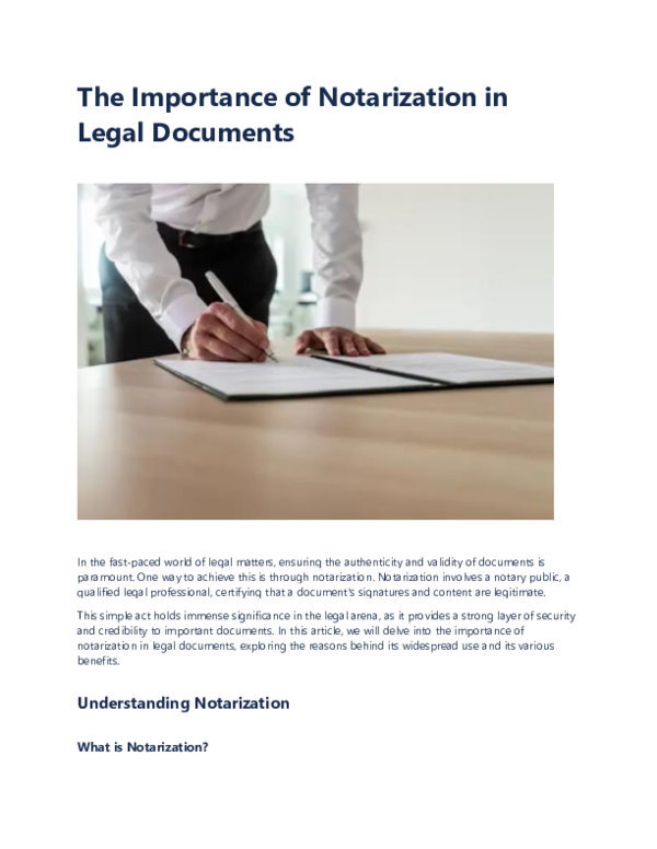 (PDF) The Importance of Notarization in Legal Documents