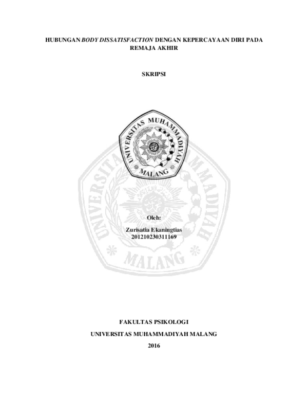 (PDF) Hubungan Body Dissatisfaction Dengan Kepercayaan Diri Pada Remaja Akhir