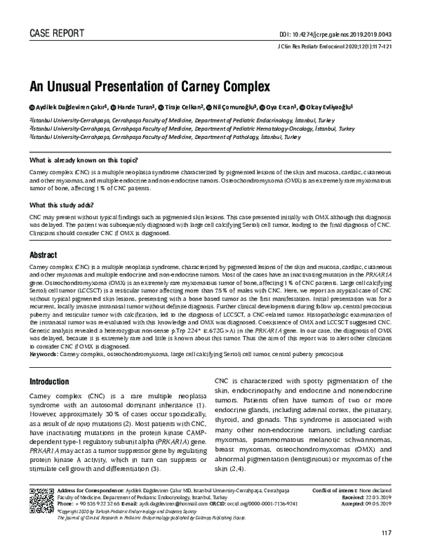 (PDF) An Unusual Presentation of Carney Complex