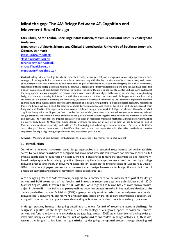 (PDF) Mind the gap: The 4M Bridge Between 4E-Cognition and Movement ...