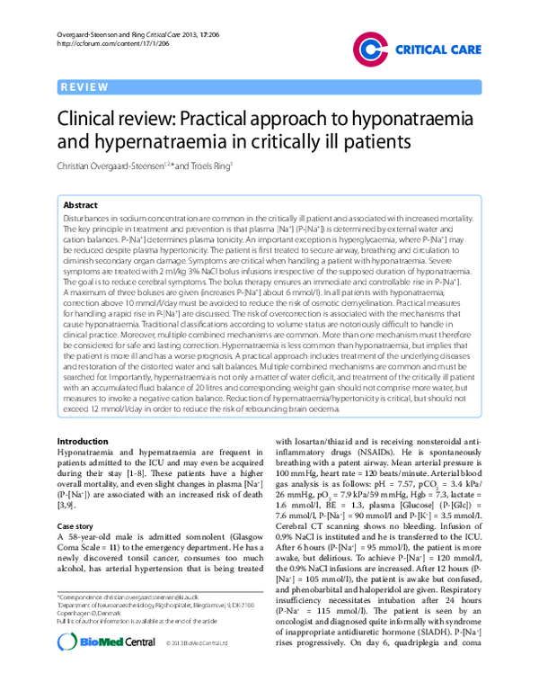 (PDF) Clinical review: Practical approach to hyponatraemia and ...