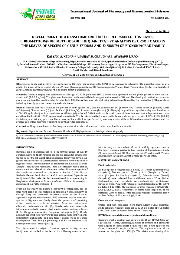 (PDF) DEVELOPMENT OF A DENSITOMETRIC HIGH-PERFORMANCE THIN-LAYER CHROMATOGRAPHIC METHOD FOR THE ...