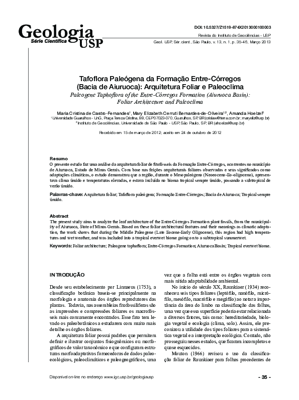 (PDF) Tafoflora paleógena da formação entre-córregos (Bacia de Aiuruoca ...
