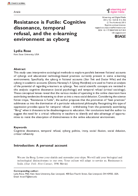 (PDF) Resistance is Futile: Cognitive dissonance, temporal refusal, and ...