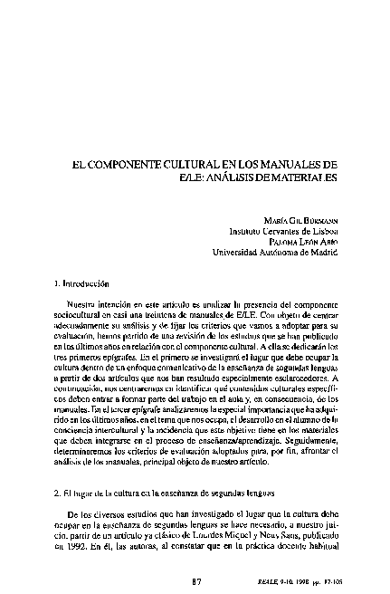 (PDF) El componente cultural en los manuales de E/LE: análisis de ...