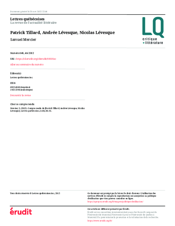 (PDF) Patrick Tillard, Andrée Lévesque, Nicolas Lévesque