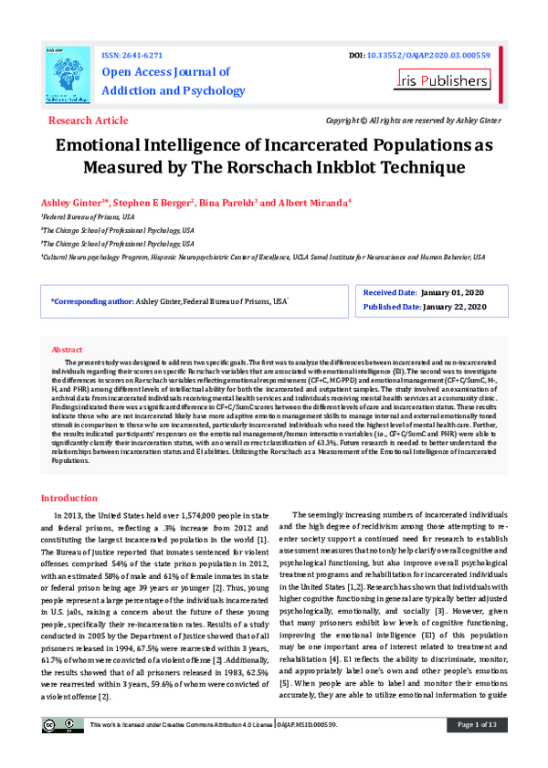 (PDF) Emotional Intelligence of Incarcerated Populations as Measured by ...
