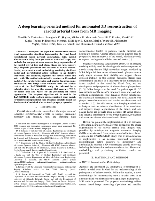 (PDF) A deep learning oriented method for automated 3D reconstruction of carotid arterial trees ...