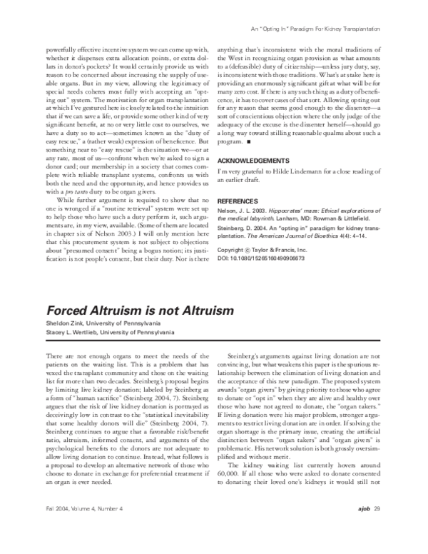 (PDF) Forced Altruism is not Altruism