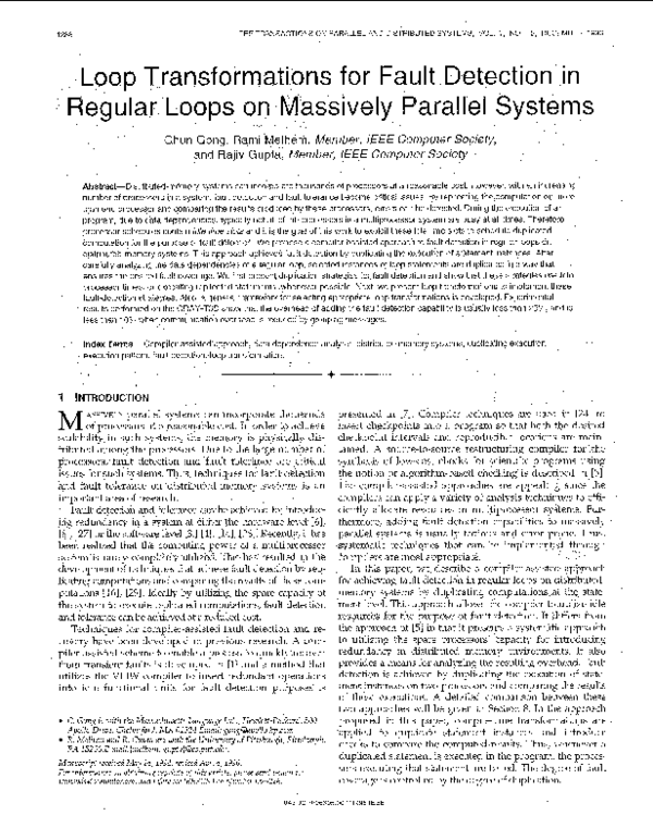 Pdf Loop Transformations For Fault Detection In Regular Loops On Massively Parallel Systems