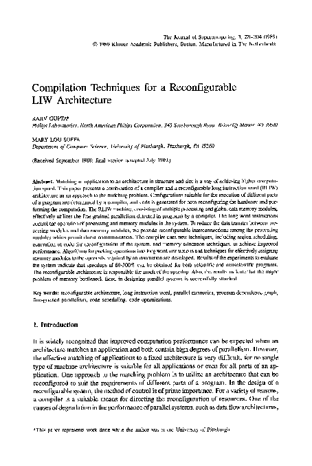 (PDF) Compilation techniques for a reconfigurable LIW architecture
