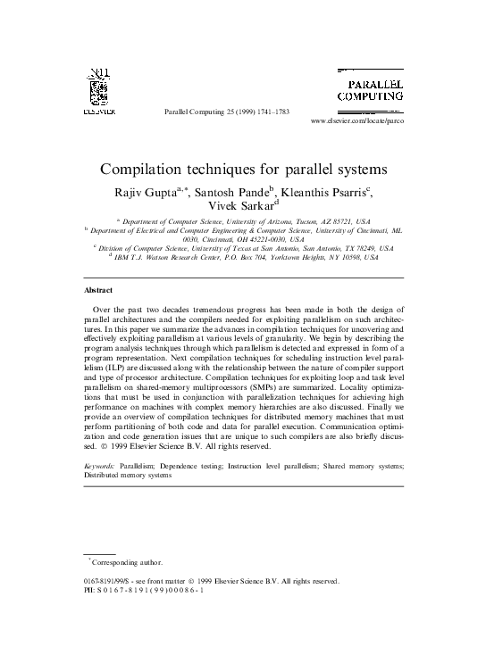 (PDF) Compilation techniques for parallel systems
