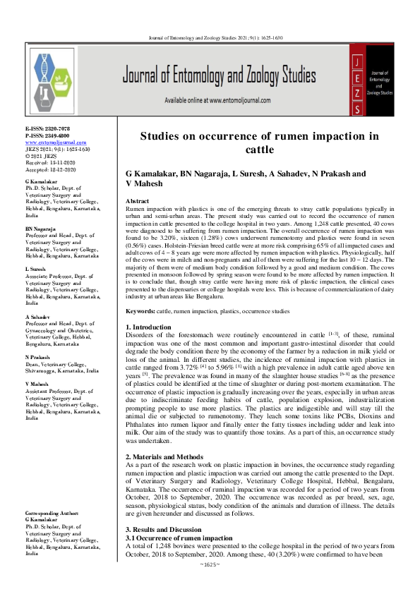 (PDF) Studies on occurrence of rumen impaction in cattle