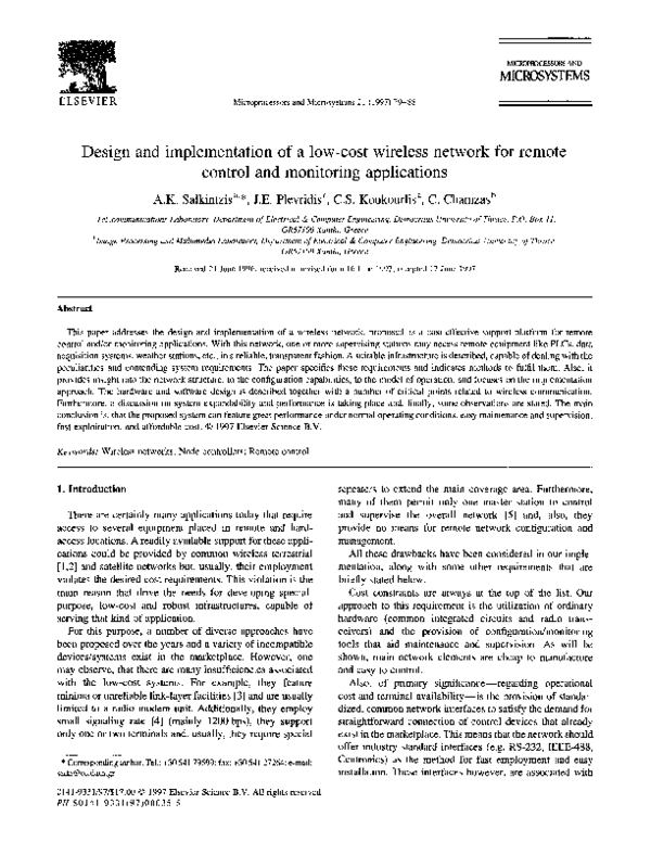 Pdf Design And Implementation Of A Low Cost Wireless Network For Remote Control And Monitoring