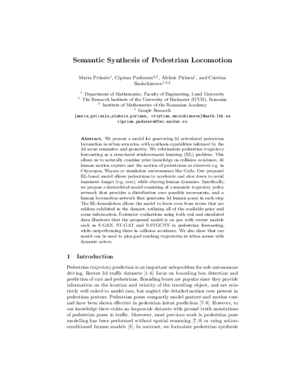 (PDF) Semantic Synthesis of Pedestrian Locomotion