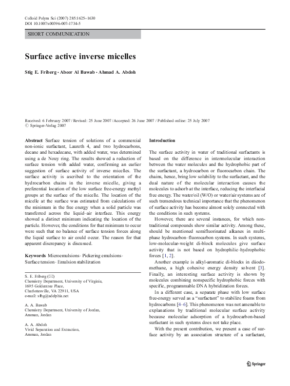 (PDF) Surface active inverse micelles