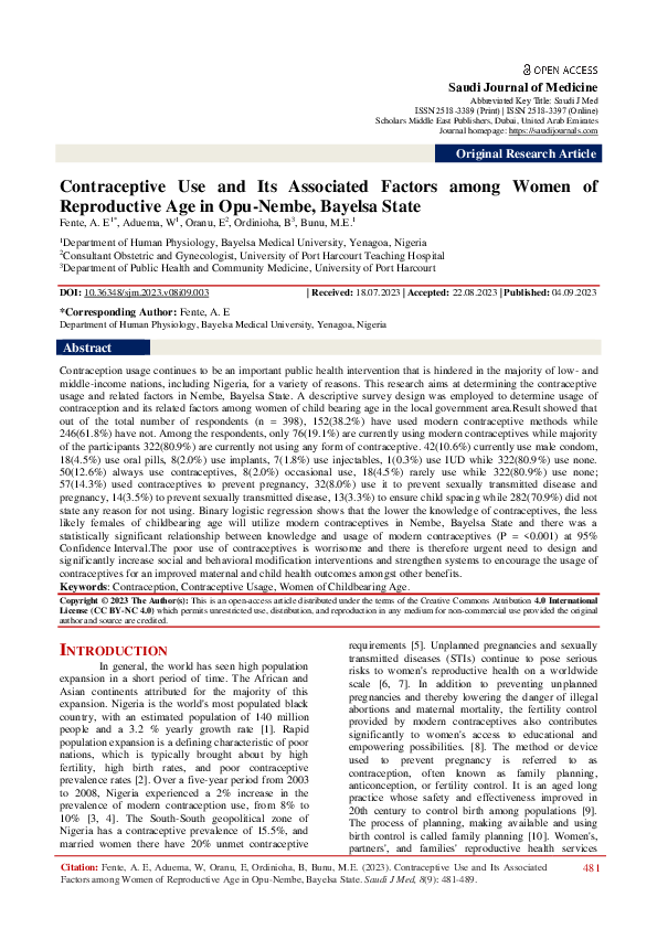 (PDF) Contraceptive Use and Its Associated Factors among Women of ...