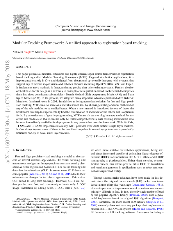 (PDF) Modular Tracking Framework: A Unified Approach to Registration ...