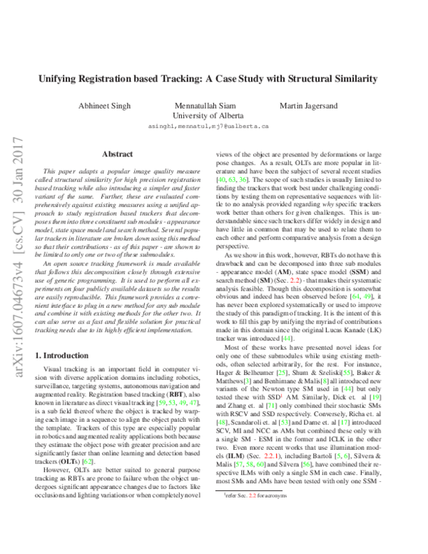 Unifying Registration Based Tracking: A Case Study with Structural ...