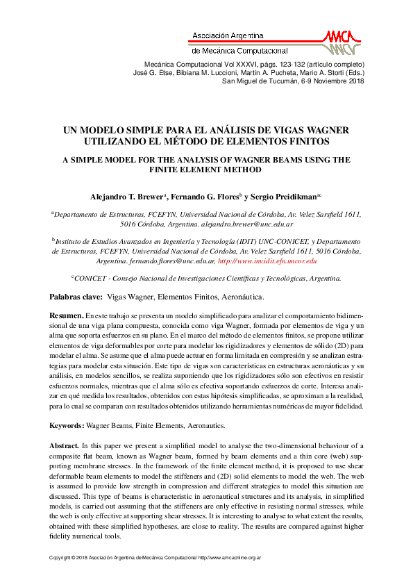 (PDF) Un Modelo Simple Para El Análisis De Vigas Wagner Utilizando El ...
