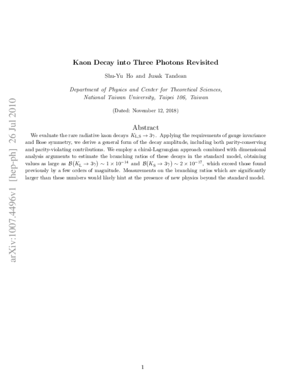 (PDF) Kaon decay into three photons revisited