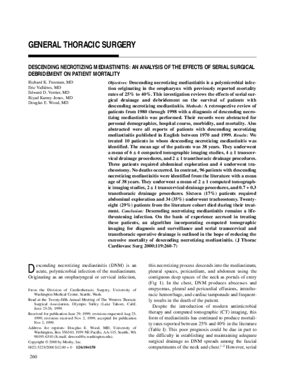 (PDF) Descending necrotizing mediastinitis: An analysis of the effects ...